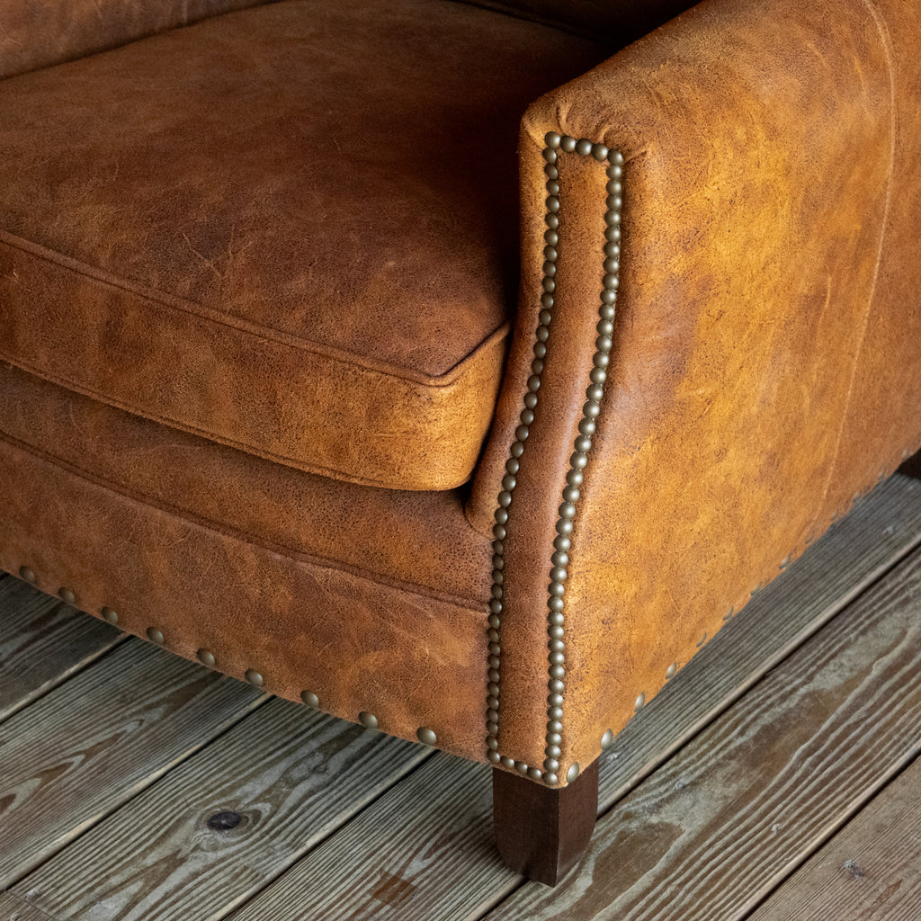 Ashmore Chair & Ottoman in Outlaw Nutmeg | Rustic Leather Lounge Chair ...