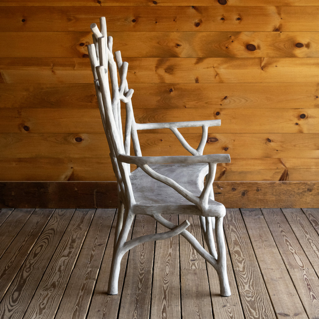Faux Bois Twig Garden Bench | Steel and Concrete Indoor Outdoor Twig ...
