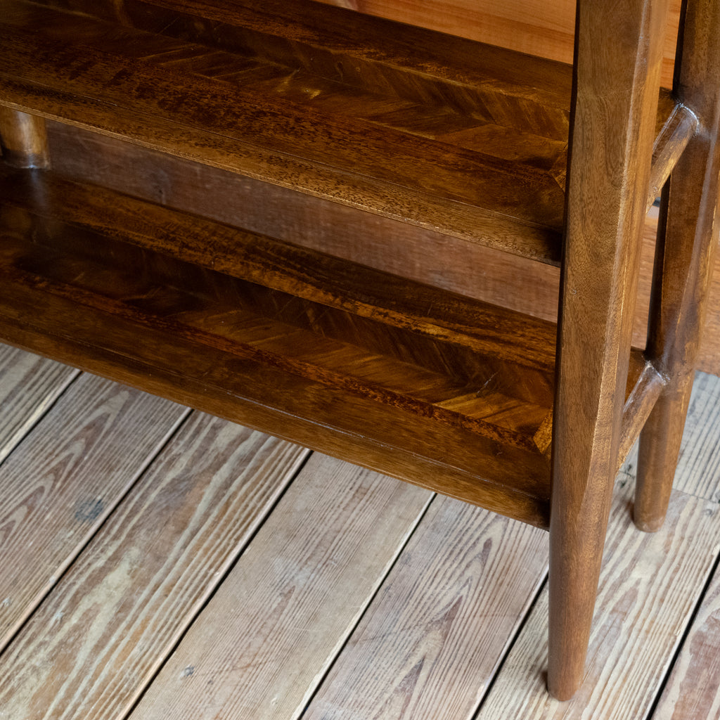 Narrow Wood Console Table | 13.5"D Entryway Table with Wood Inlays ...