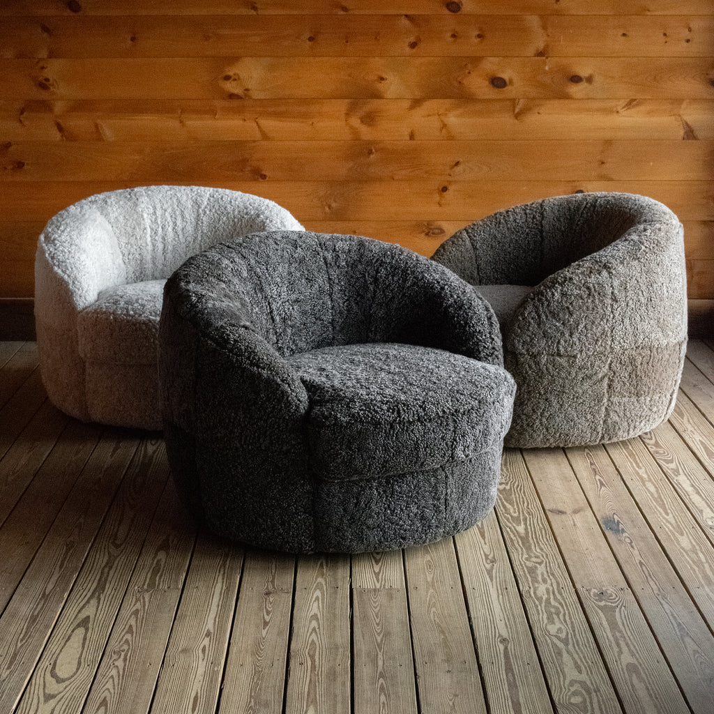Sheepskin Swivel Chair | Luxurious Sheepskin Round Swivel Chair ...