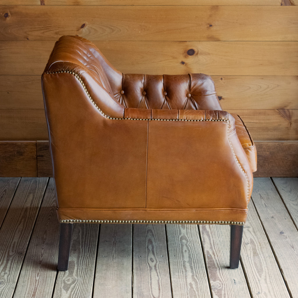 Macomb Tufted Leather Chair | Vintage Cigar Leather Chair with Button ...